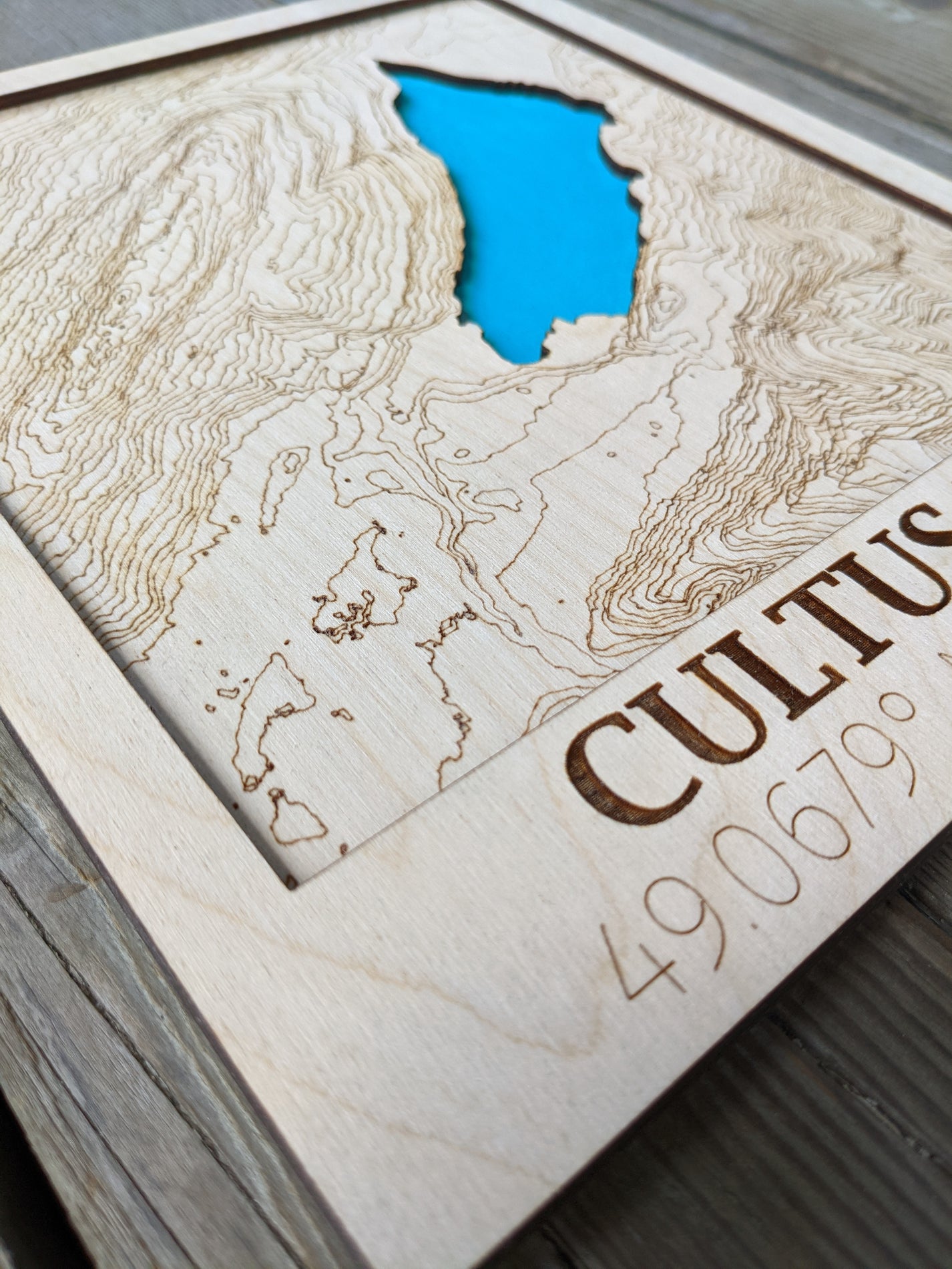 Cultus Lake Wooden Topographic Map – Birch & Blaze